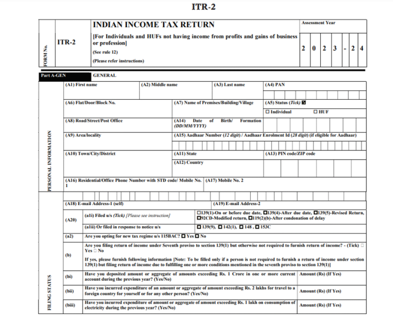 Income Tax Portal Update: ITR-2 Offline Utility for A.Y. 2023-24 is ...